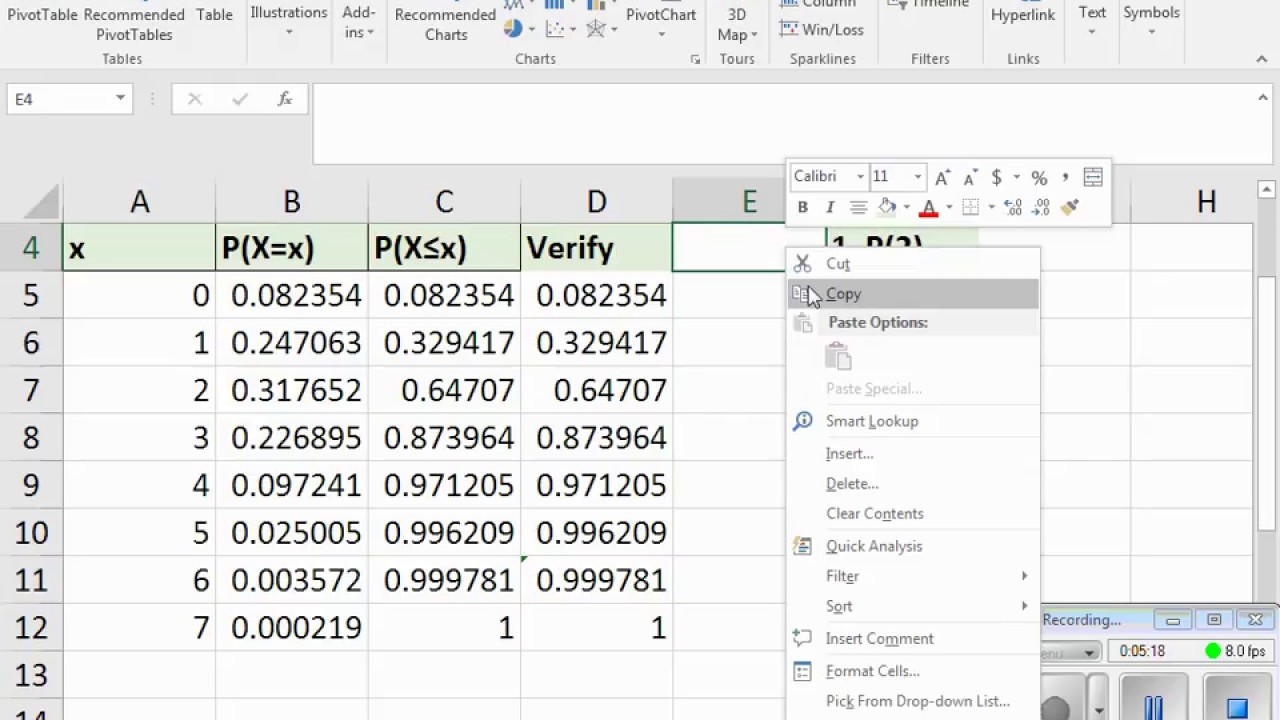 Construct a Binomial Probability Distribution using MS Excel - YouTube