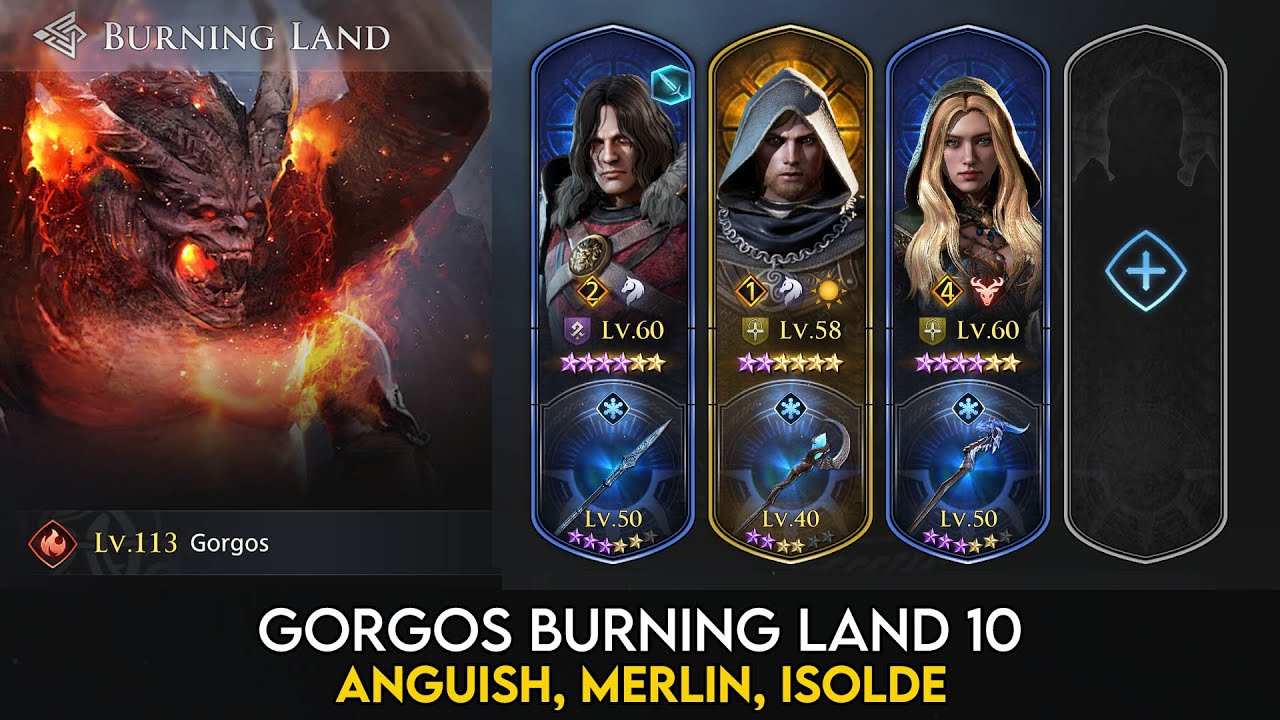 Gorgos 10 vs Anguish, Merlin, Isolde | King Arthur Legends Rise - YouTube