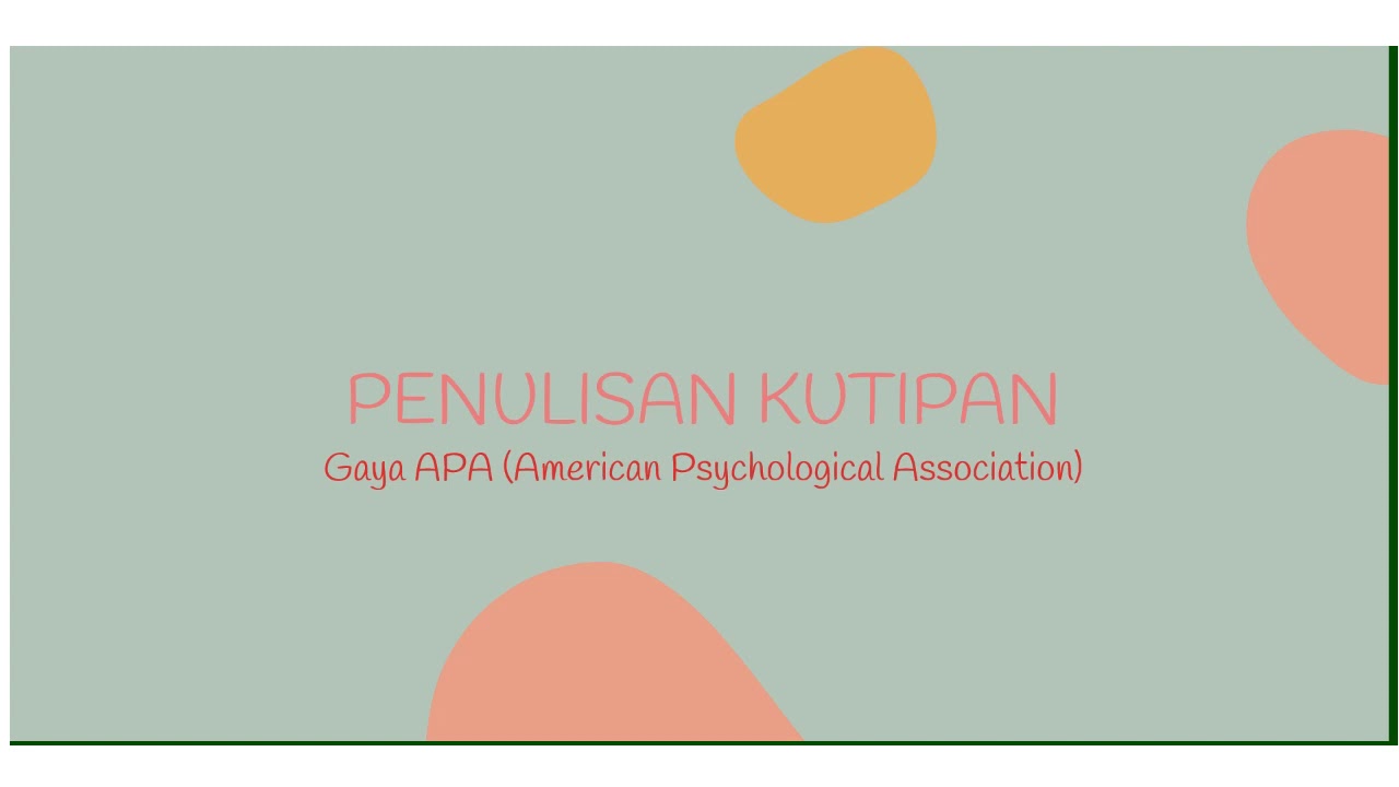 Penulisan Kutipan dengan APA style - YouTube
