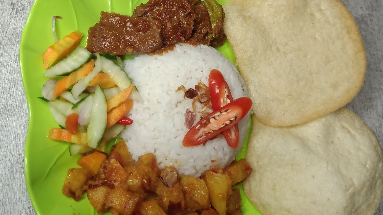 Nasi (Sego) Pupuk Mantenan Enak~ Daging Lapis , Sambal Goreng Kentang ...