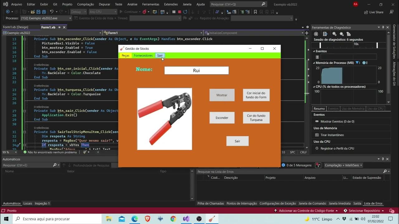 Visual Basic 2022 - Programação dos eventos. Parte 5/5 - YouTube
