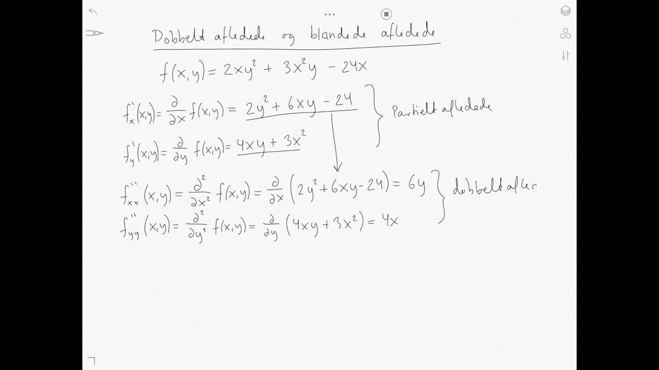 Dobbelt afledede og blandede afledede - YouTube