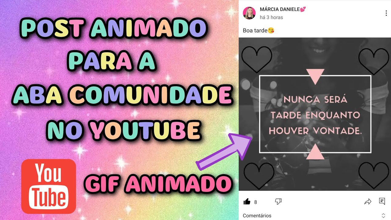 Como fazer postagem animada no YouTube| aba comunidade do youtube| aba ...