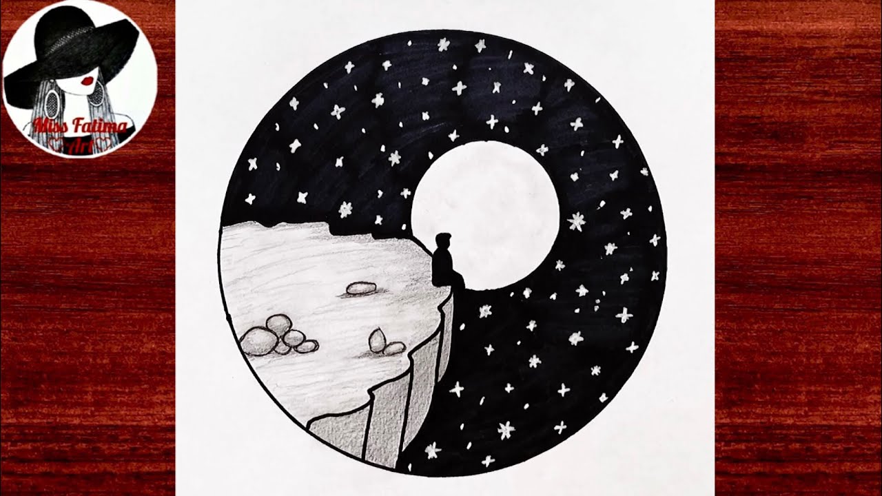 Easy circle scenery drawing | Pencil drawing in a circle | Circle ...