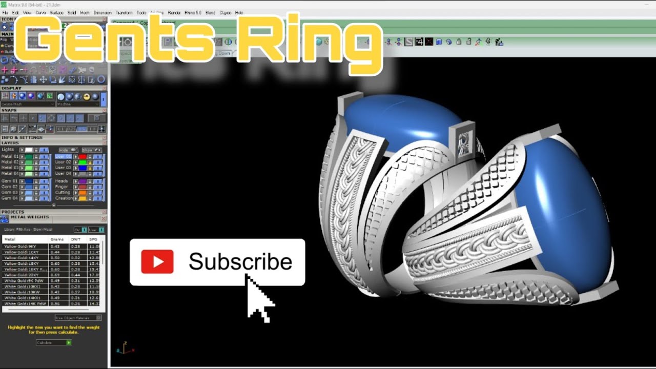 Gents Ring In matrix 9.0 | #gemvisionmatrix | 3djewellerydesign | #gold ...