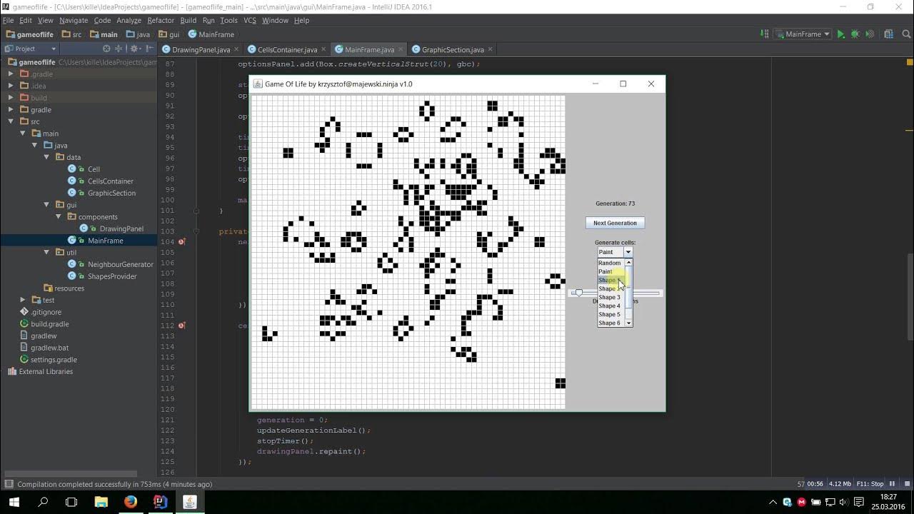 Game of life John Conway - JAVA Open Source - YouTube