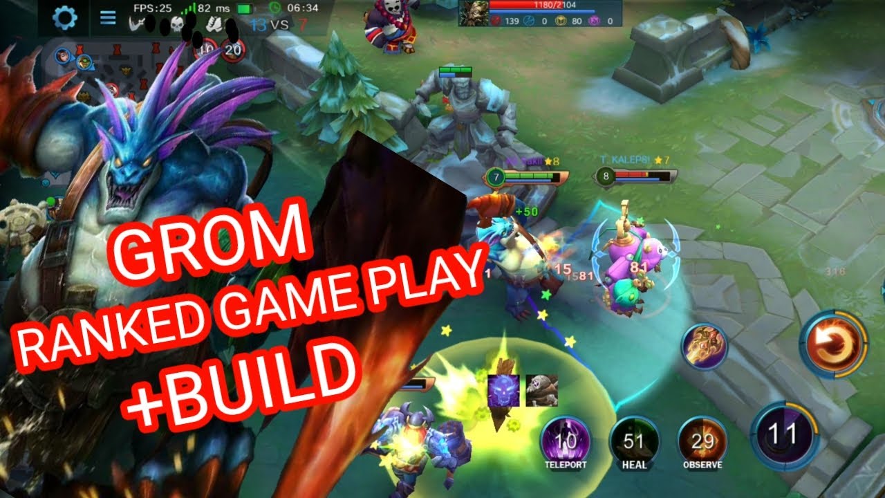 GROM RANKED GAME PLAY +BUILD HEROES EVOLVED MOBILE// GROM NEW BUILD ...