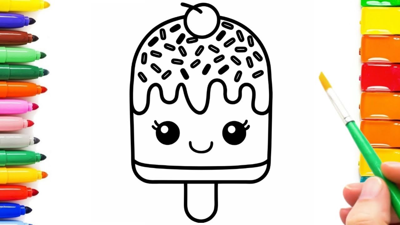 Easy cute Icecream drawing 🔵🟡🔴 how to draw Icecream 🍦 Icecream drawing ...