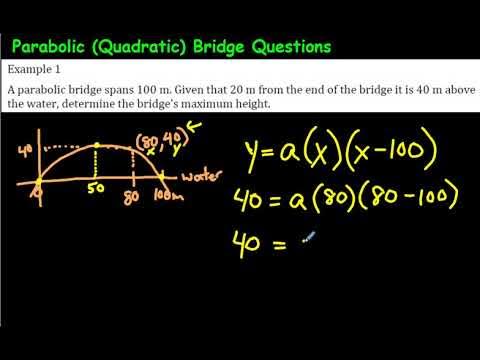 A Parabolic Bridge Example from a Quadratics Unit in Math - YouTube