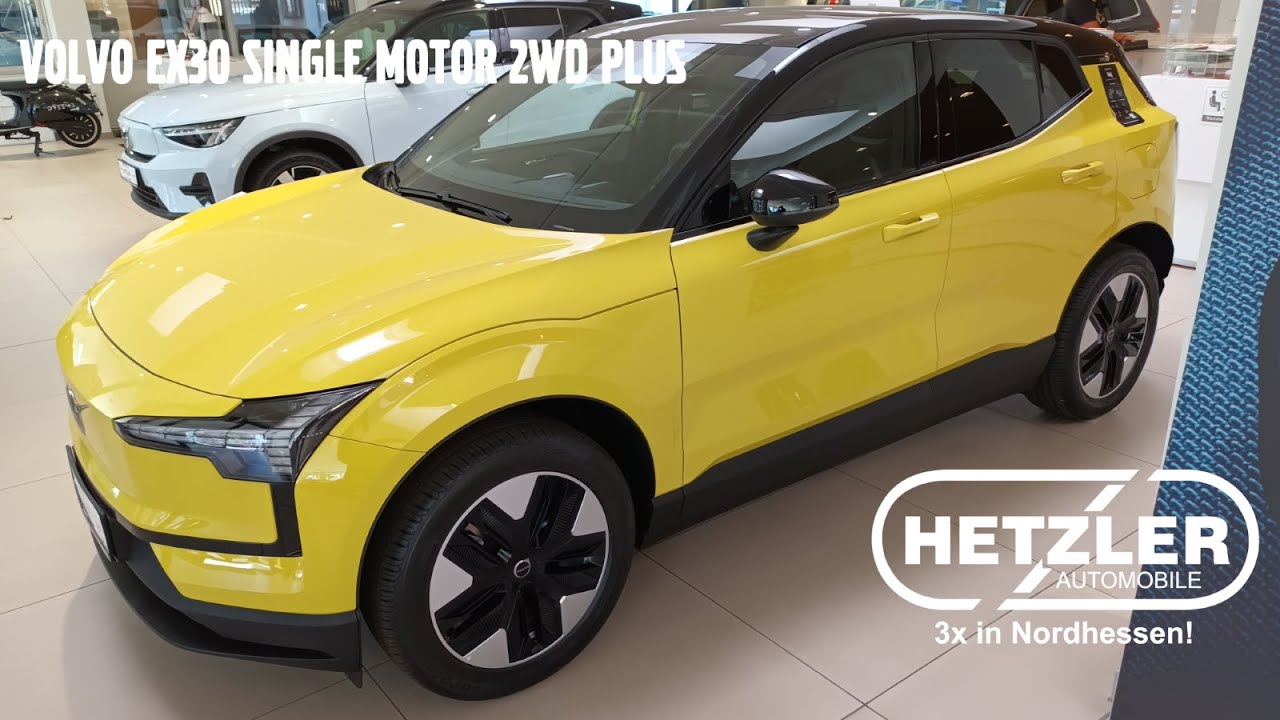 2024 Volvo EX30 Single Motor RWD Plus Moss Yellow walkaround - YouTube
