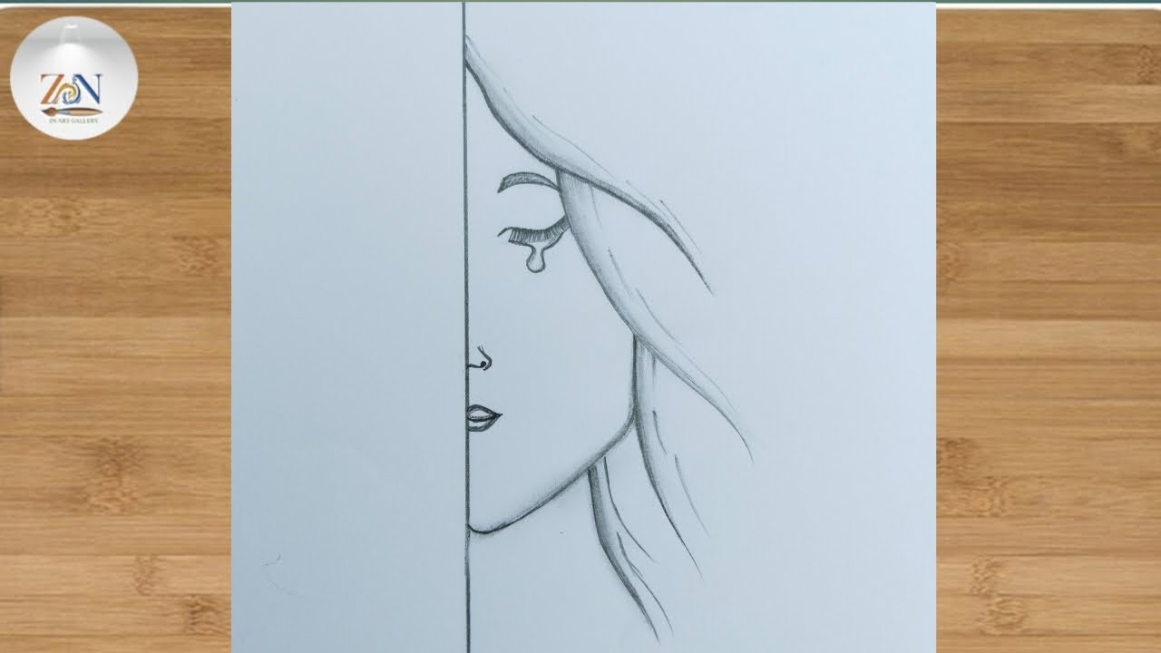 girl face drawing || Girl sad face drawing step by step || girl with ...