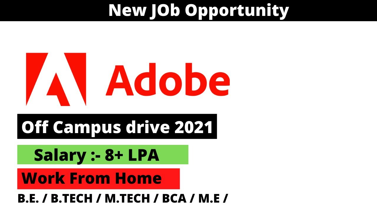Adobe Off-Campus Hiring for 2021 | Adobe hiring 2021 freshers | Adobe ...