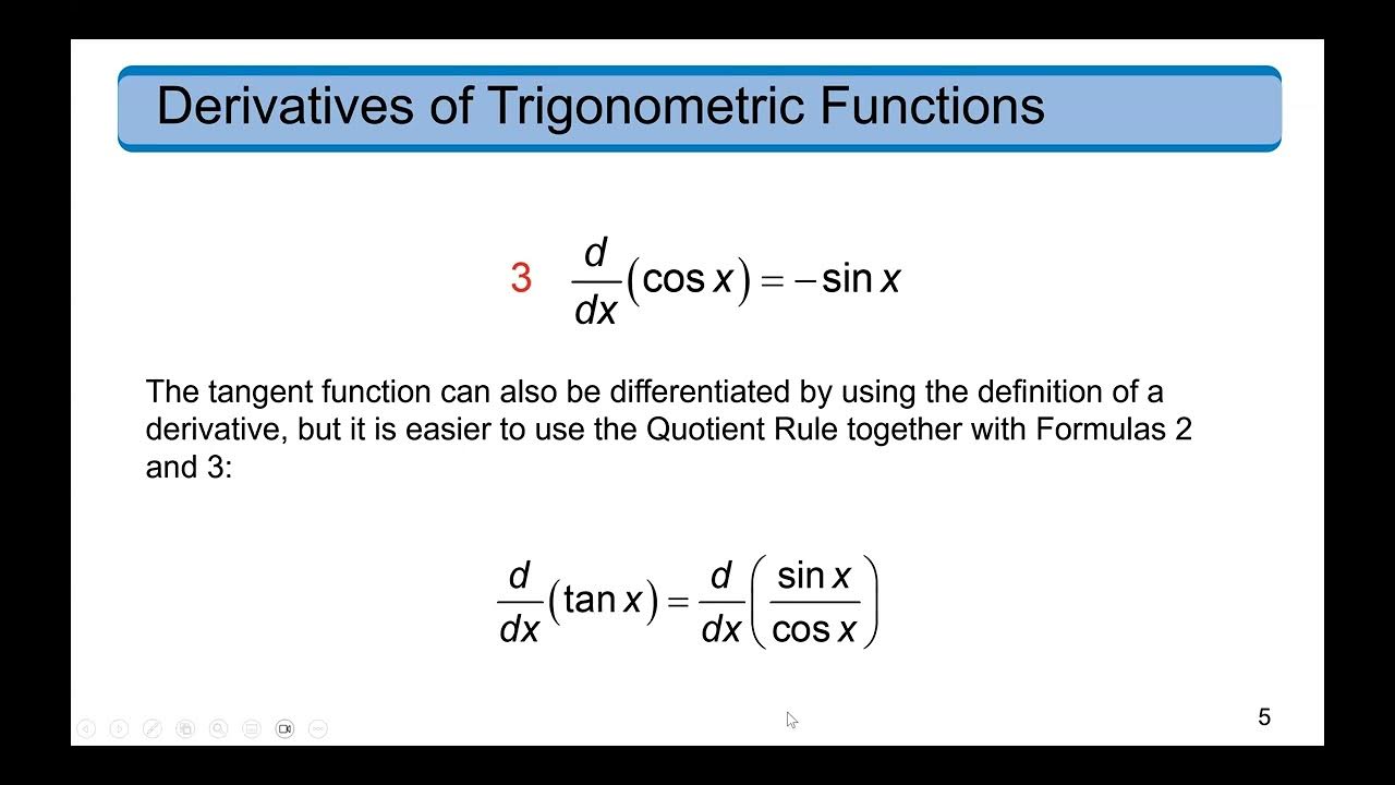 Calculus: Derivatives of Trigonometric Functions, sine, cosine, tangent, cotangent, secant, and ...