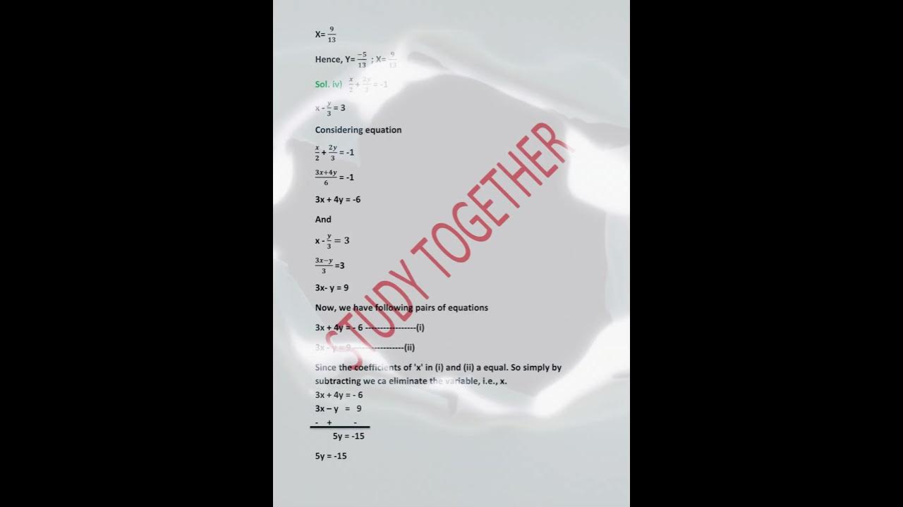 pair of liner equations in two variables class 10 exercise 3.3question 1 solution - YouTube