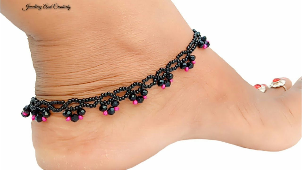 Easy Beaded Anklet Making/How To Make Anklet/Easy Beading Tutorial/DIY ...