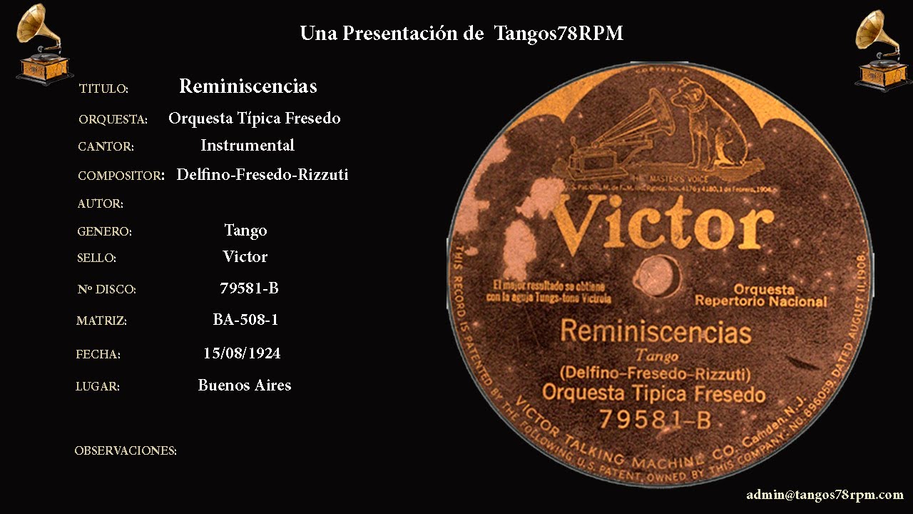 "Reminiscencias" Orquesta Típica Fresedo (Victor 79581-A) 1823 - YouTube