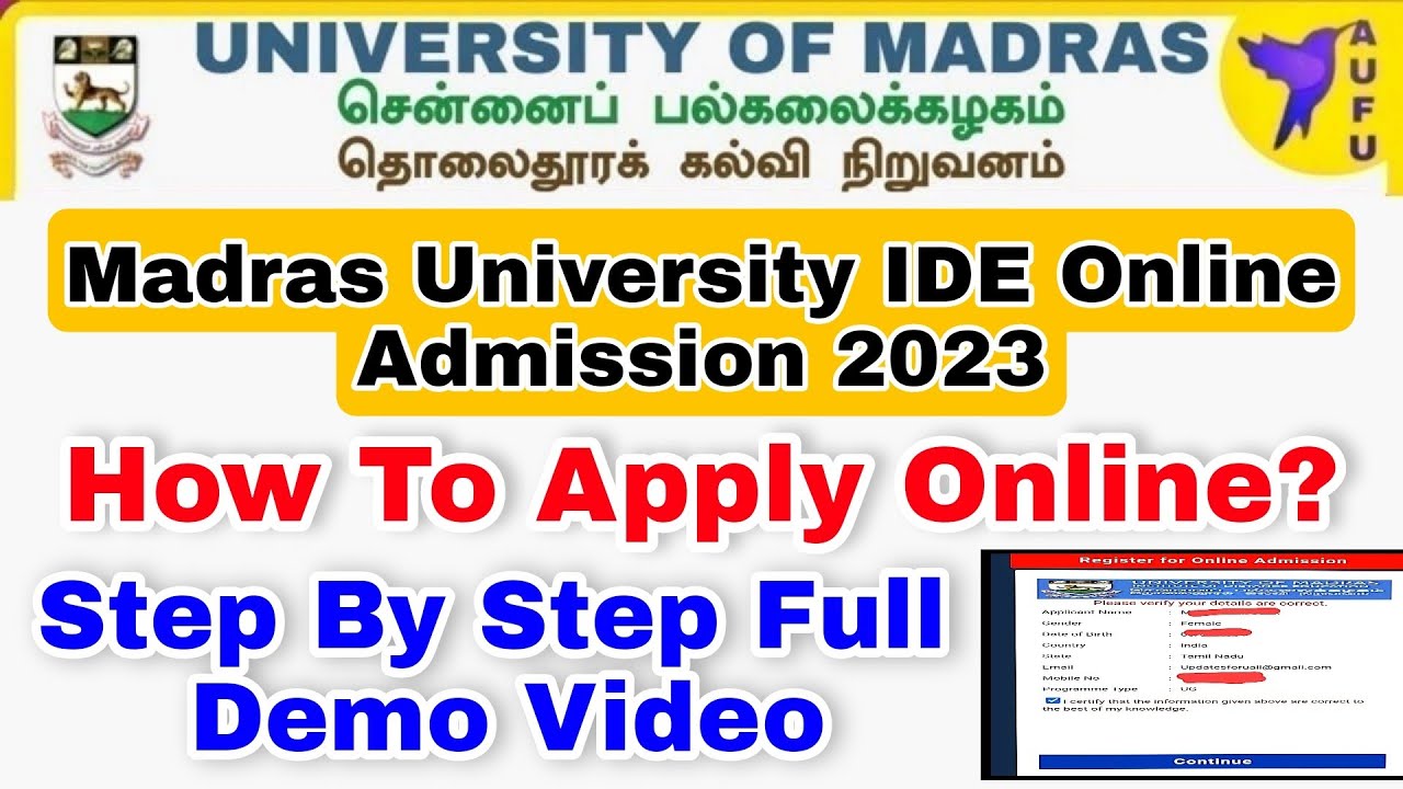 Madras University Distance Education Online Admission 2023-How to apply ...