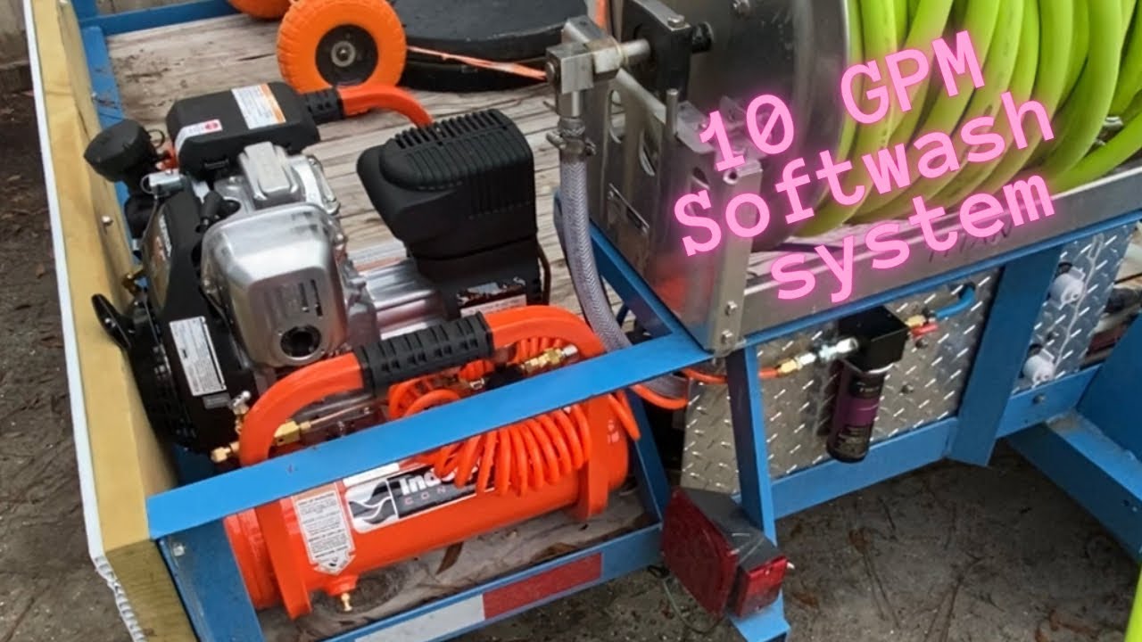10gpm air powered soft wash system - YouTube