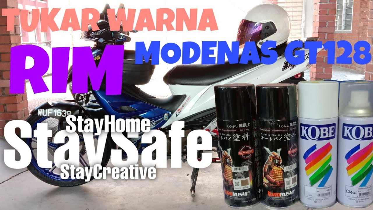 Modenas GT128 Tukar warna rim tak payah buka disc brake pun - YouTube