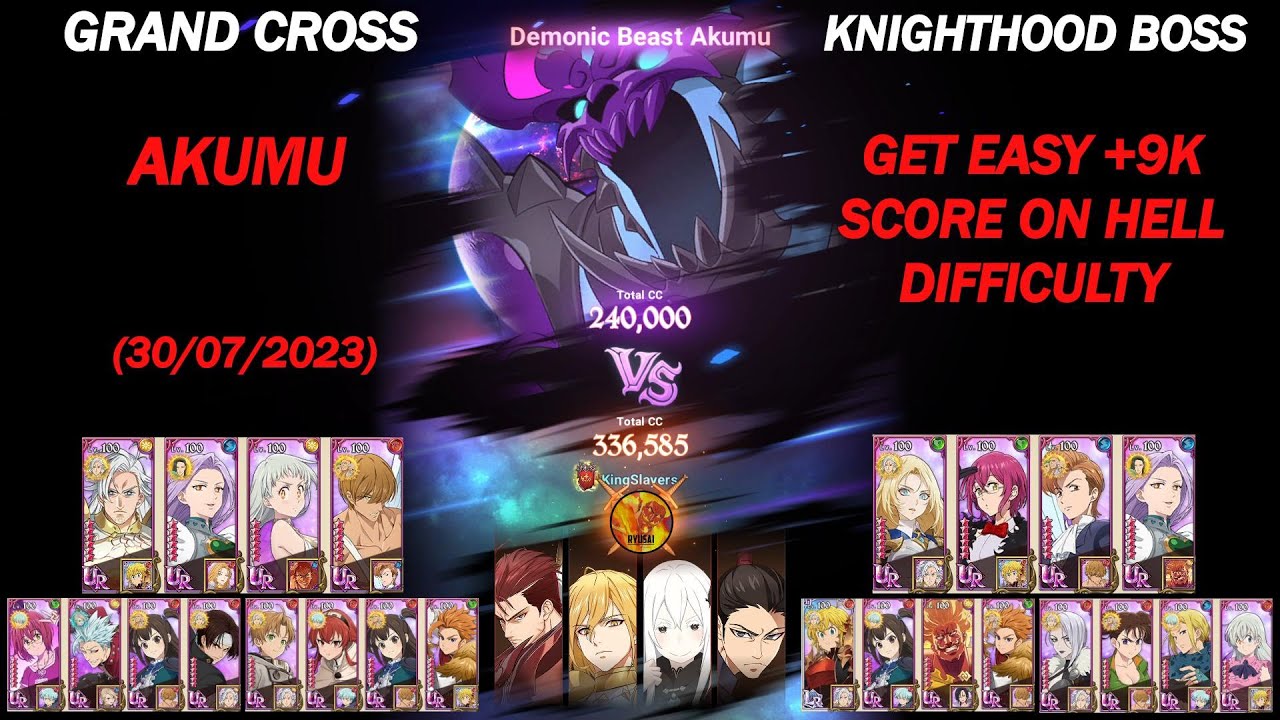 GRAND CROSS || KNIGHTHOOD BOSS AKUMU 30/07/23 || 7 TEAMS TO GET EASY ...
