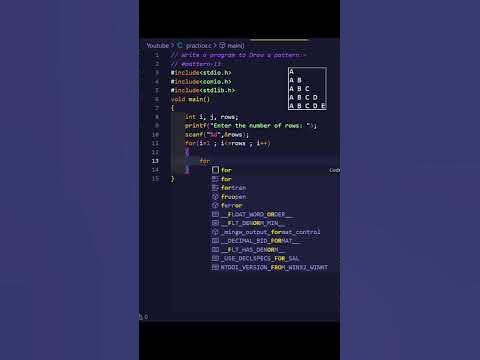 W.A.P to UPERCASE ALPHABET Pattern in C | #pattern13 | #C | #shorts | #learnprogramming13 - YouTube