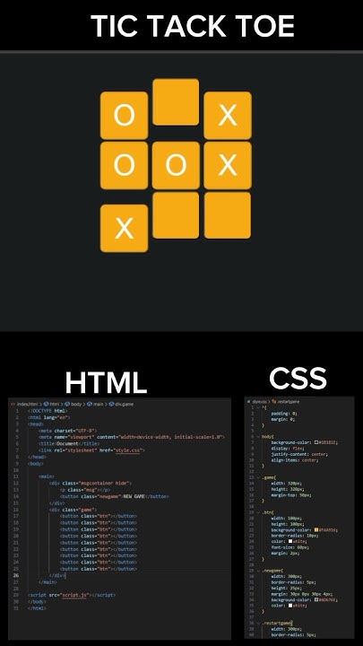 Create a Tic Tac Toe game using HTML, CSS & JavaScript #youtubeshorts #html #css #javascript ...