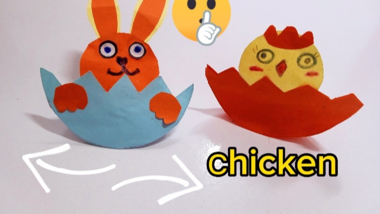 How to make a paper chicken.DIY easy easter paper toy. #chicken#crafts# ...