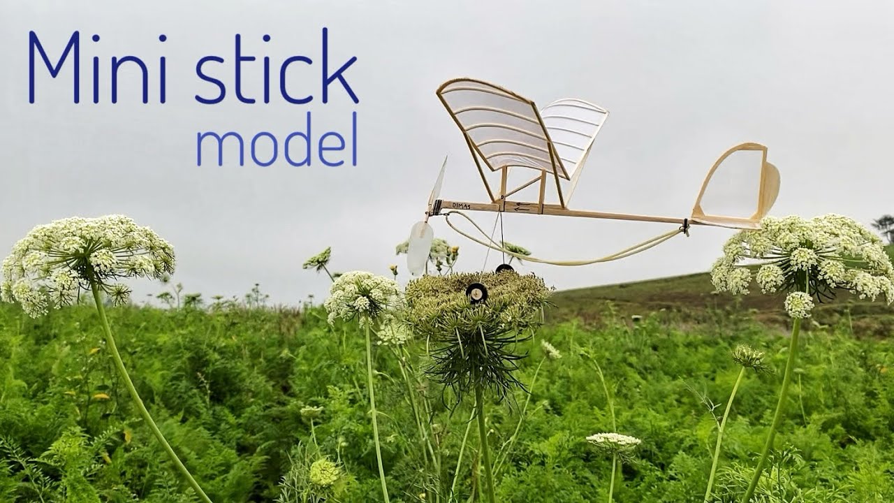 Mini Stick model rubber powered airplane - YouTube
