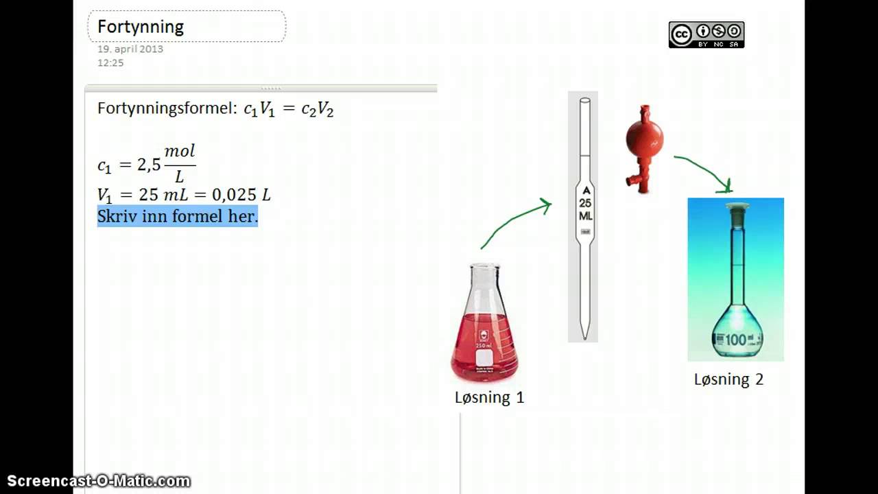 Fortynning kjemi formel