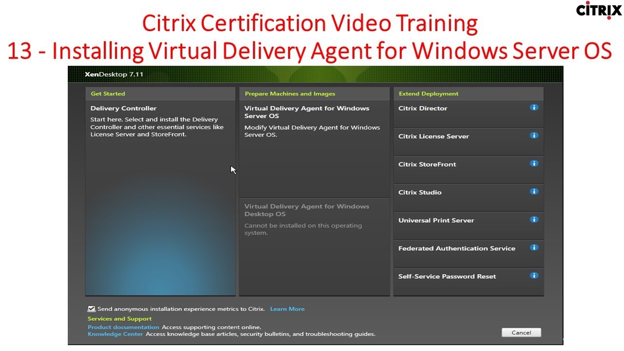 Citrix Certification Training - 13 Installing The Delivery Agent on Master Images - YouTube