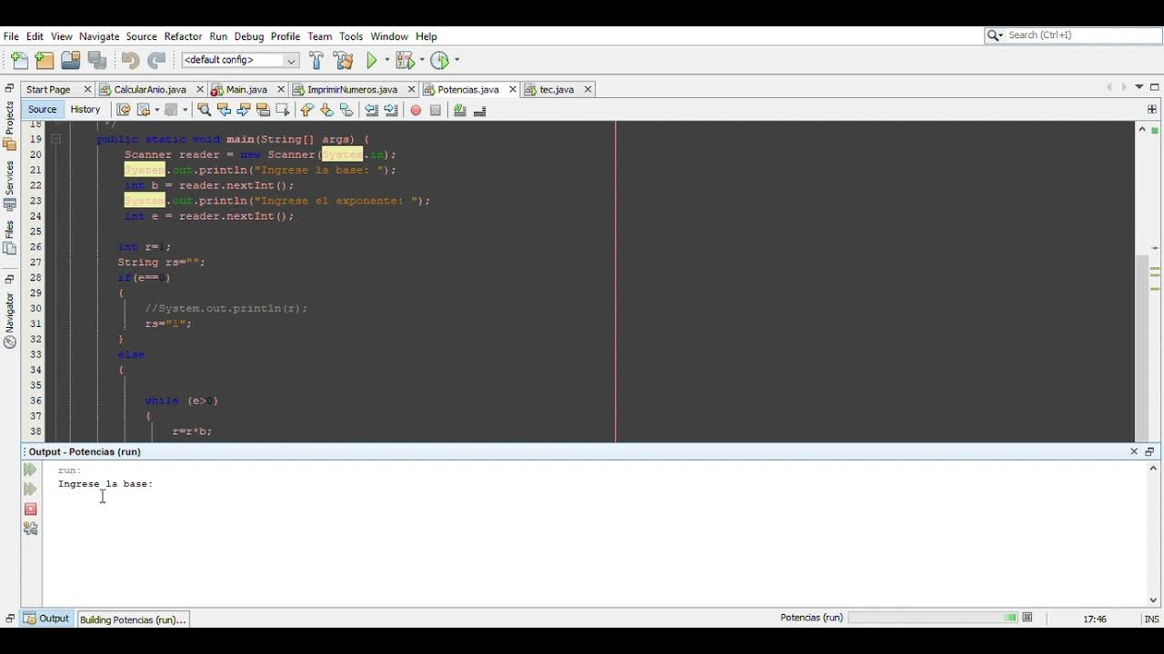Programa en Java : Programa que saque la potencia de un numero. 2021 ...