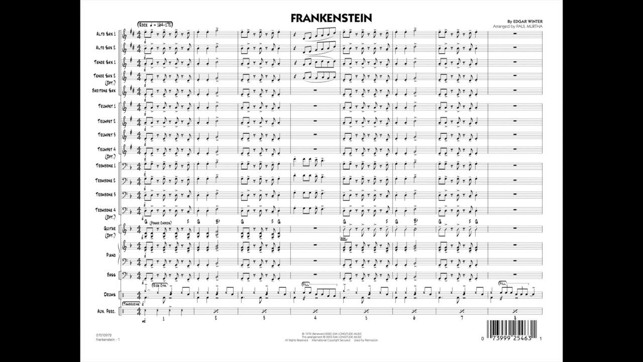 Frankenstein by Edgar Winter/arranged by Paul Murtha Chords - Chordify