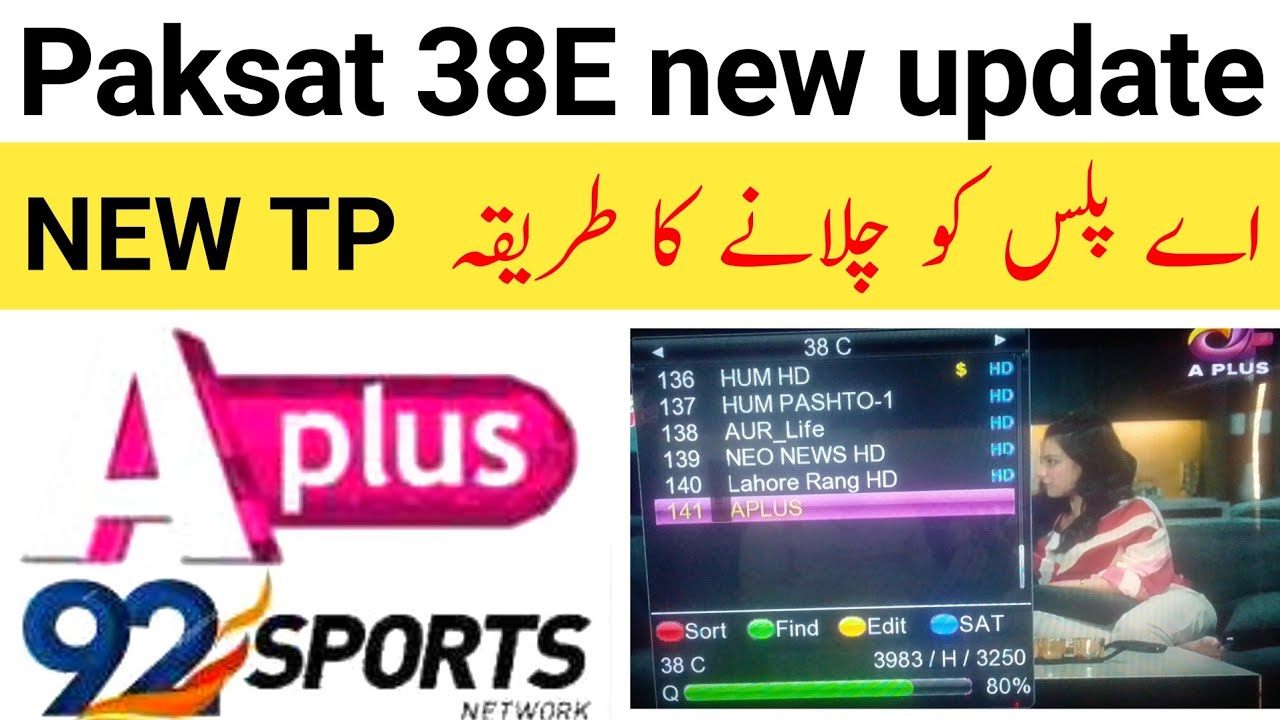 APlus new update paksat 38e new update aplus 4 feed dish new tp add channel list - YouTube