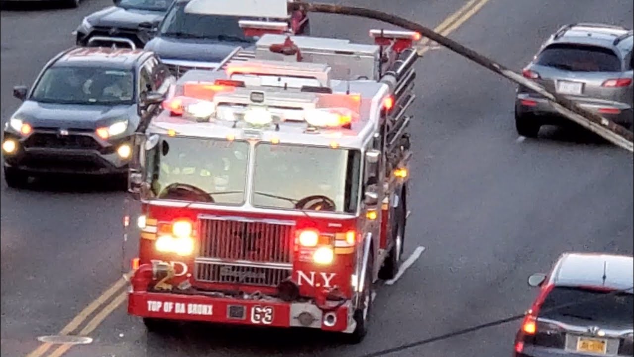 FDNY Engine 63 Responding With Heavy Airhorns And Multiple Sirens On ...