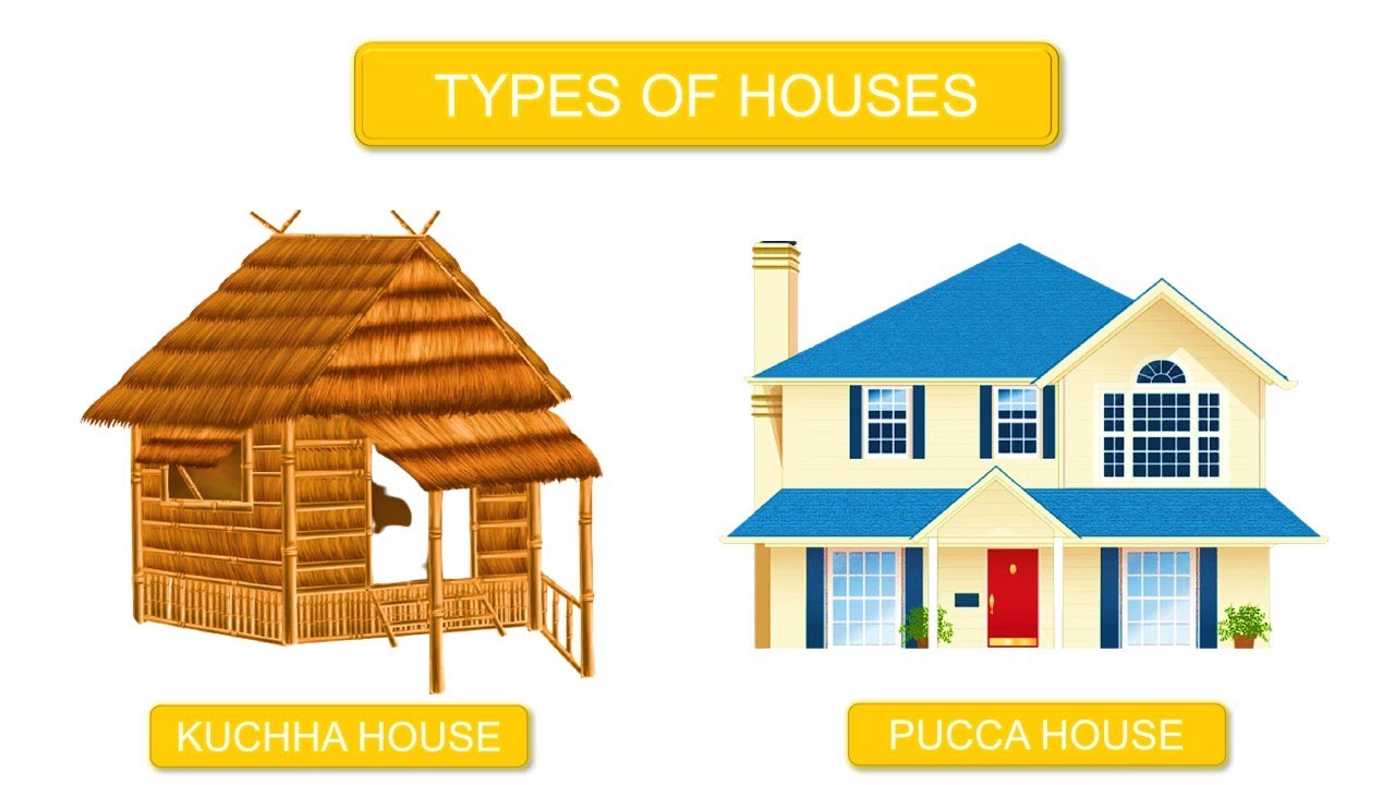 Types Of Houses Kutcha House And Pucca House Different Types Of