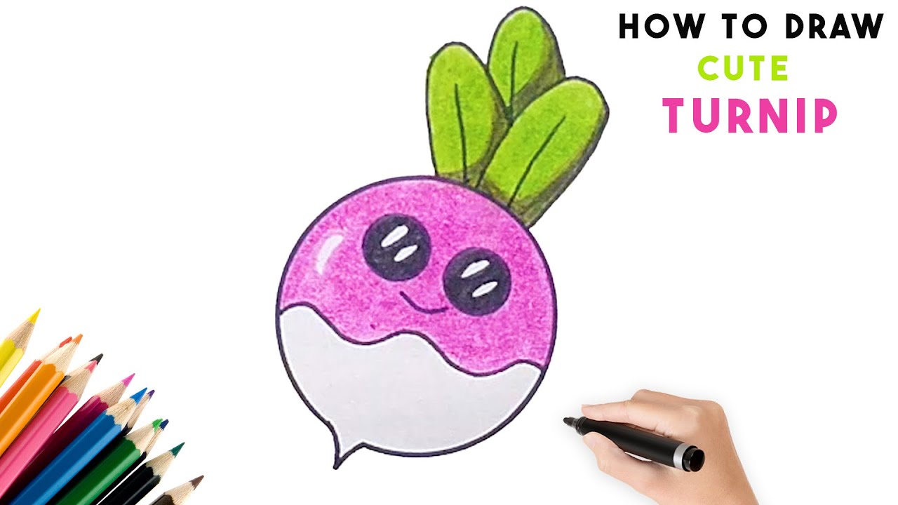 How To Draw Cute Turnip for Kids Step By Step Foods Art | Cute Art For ...