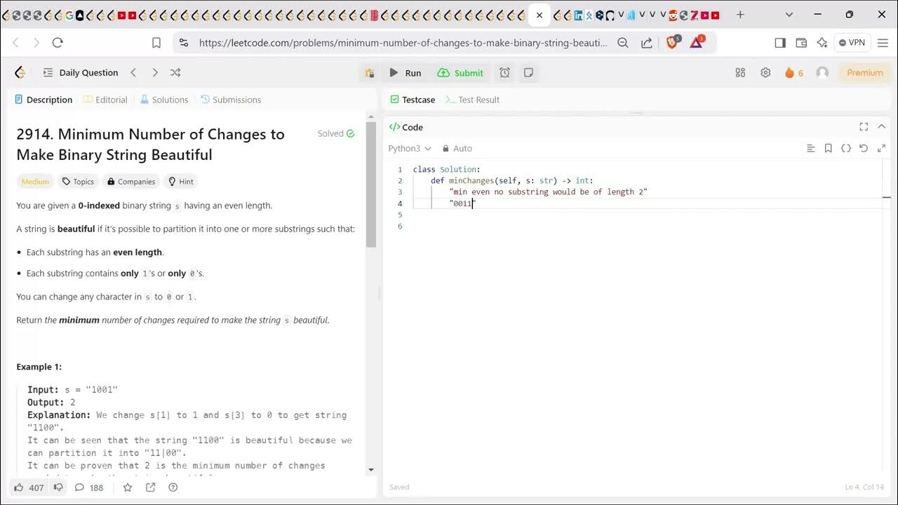 2914 Minimum Number of Changes to Make Binary... - Day 5/30 Leetcode November Challenge - Python ...
