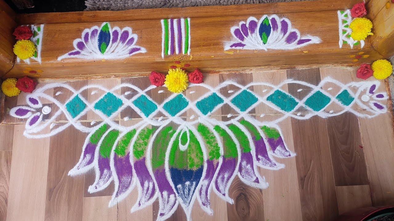 Navaratri festival threshold freehand rangoli design | #art #simple # ...