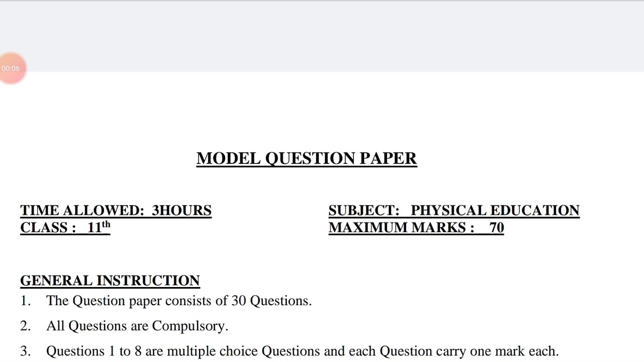 MODEL QUESTION PAPER OF CLASS 11th - YouTube