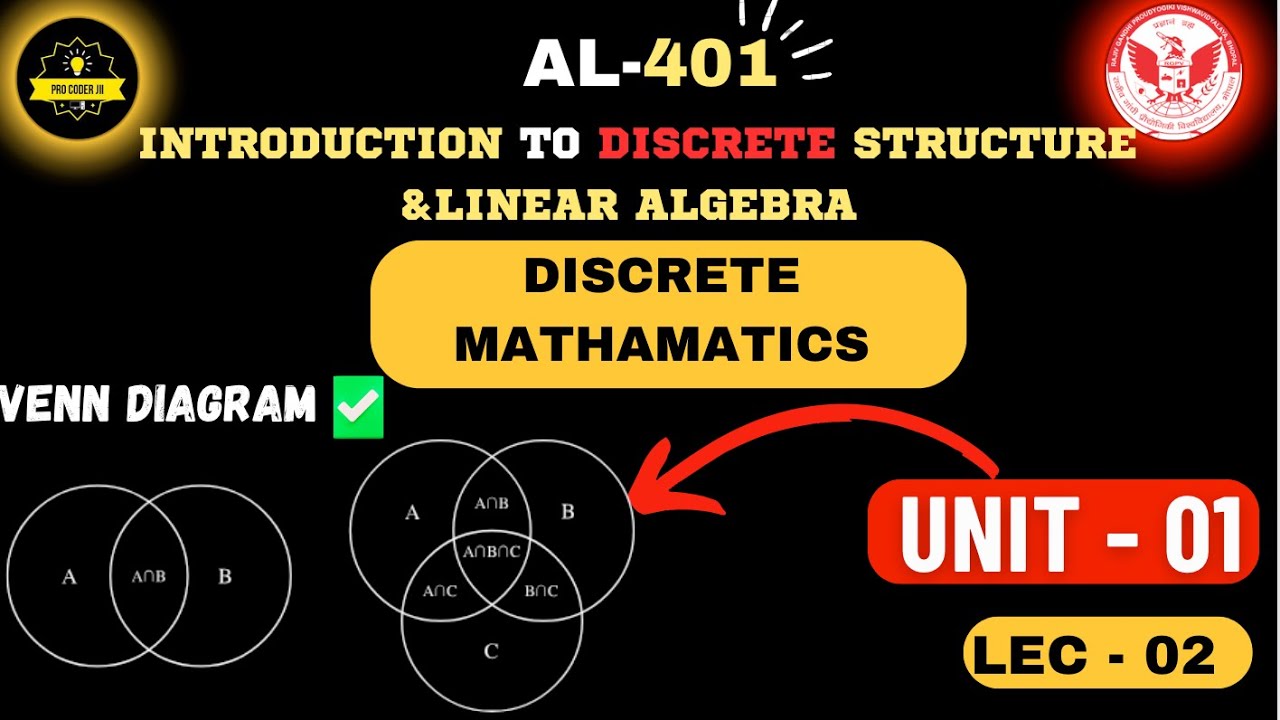 AL401 | Discrete Math - Set identities | De Morgan's Laws | Unit - 01 ...