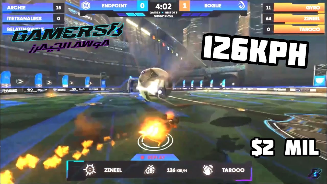 Zineel hits 126KPH Redirect BANGER | $2 Mil Gamers8 Rocket League - YouTube