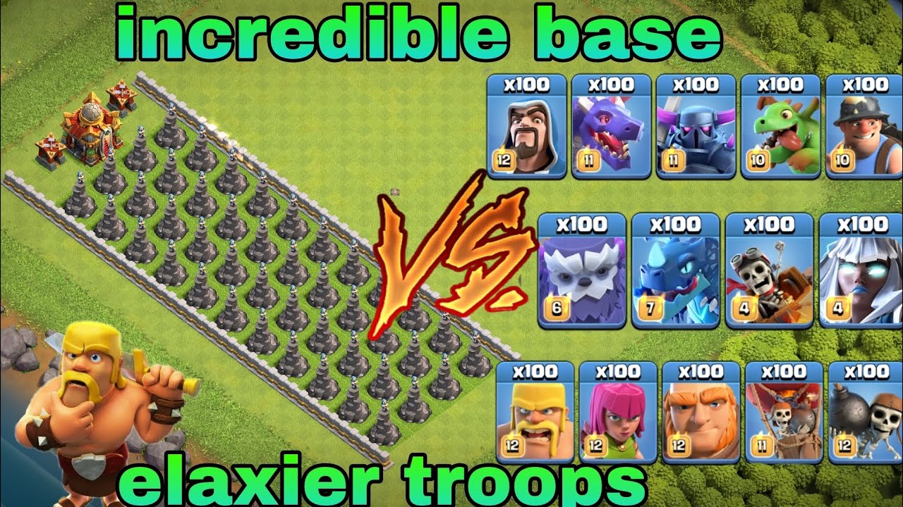 Incredible base vs Elixir troop ||wizard tower vs Elixir troops ( coc ...