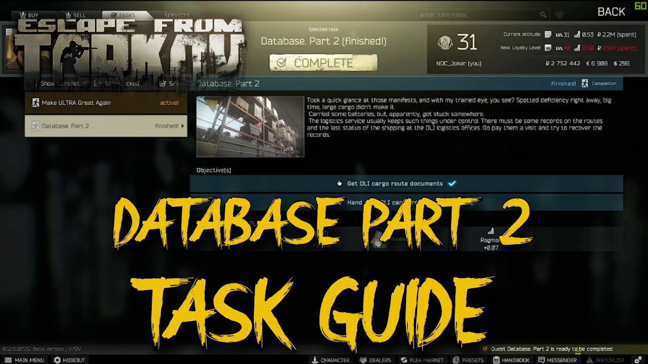 DATABASE PART 2 - TASK GUIDE - Escape From Tarkov - YouTube