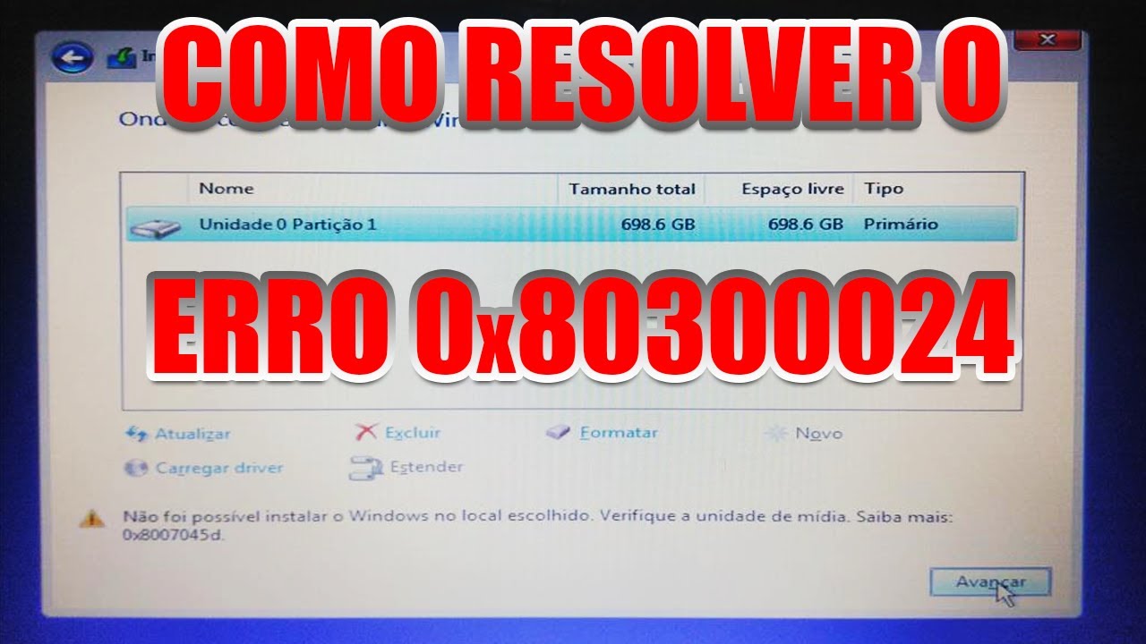 Como Resolver O Erro 0x80300024 No Windows Muito RÁpido E FÁcil Youtube