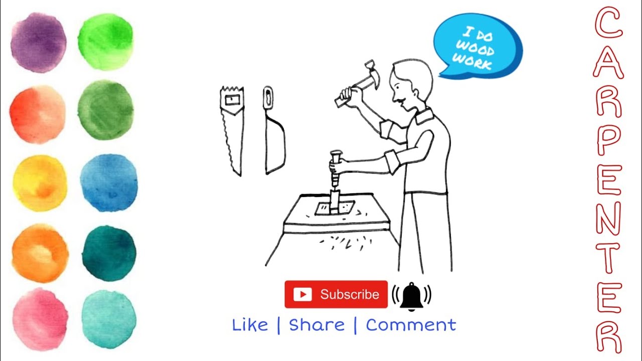 How to Draw a Carpenter | Easy & Simple Drawing of a Carpenter For ...