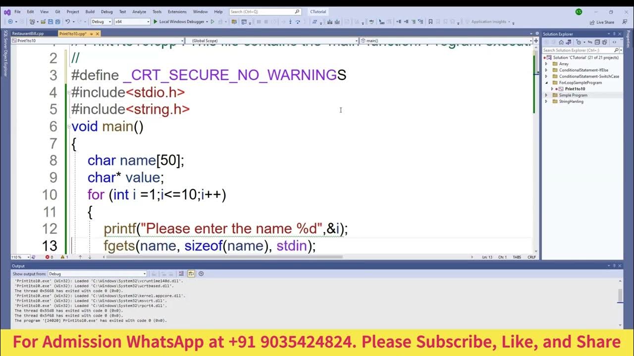 C Programming - Complete Tutorial - Write a program to enter 10 names and print them using loop ...