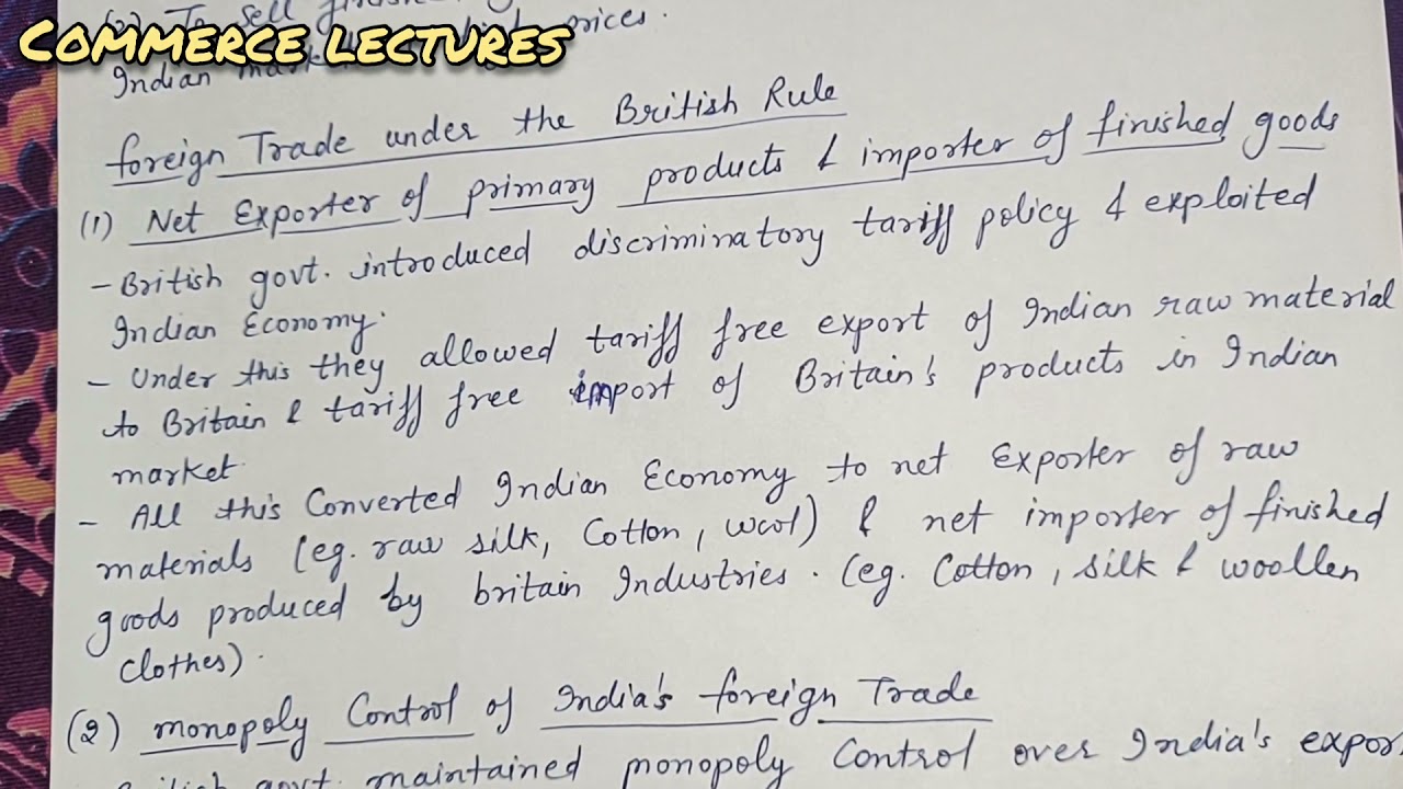 foreign trade under British rule || class 12 indian economic ...