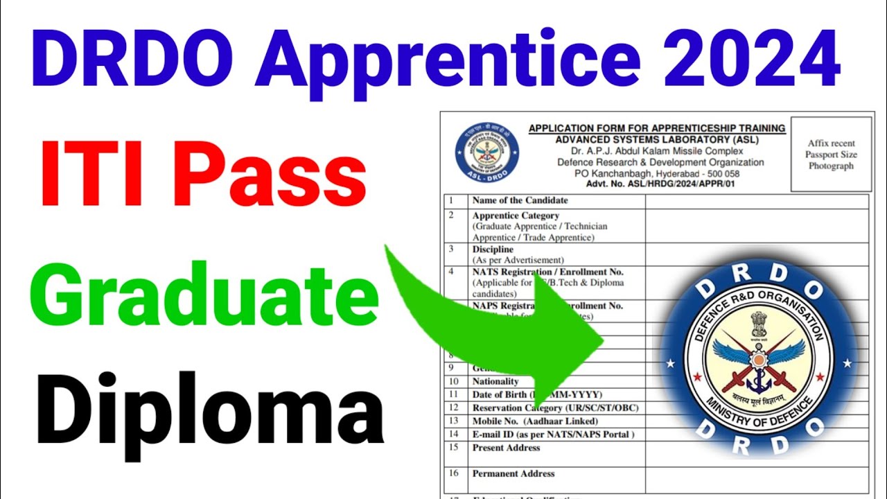 DRDO Apprentice ITI , Graduate, Diploma pass 2024 / DRDO apprentice ...