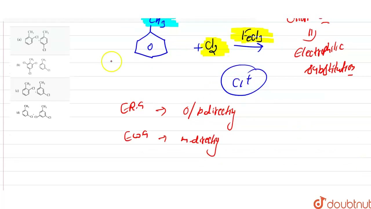 A compound X with molecular formula C_7H_8 is treated with Cl_2 in ...