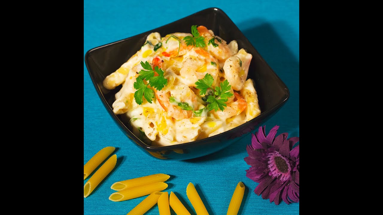 Penne with Shrimp and Creamy Sauce - YouTube
